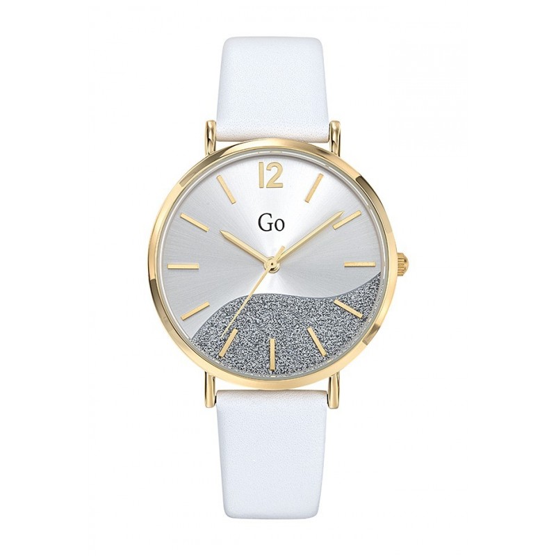 Go Girl Montre Femme Acier Doré Cuir Blanc 699328